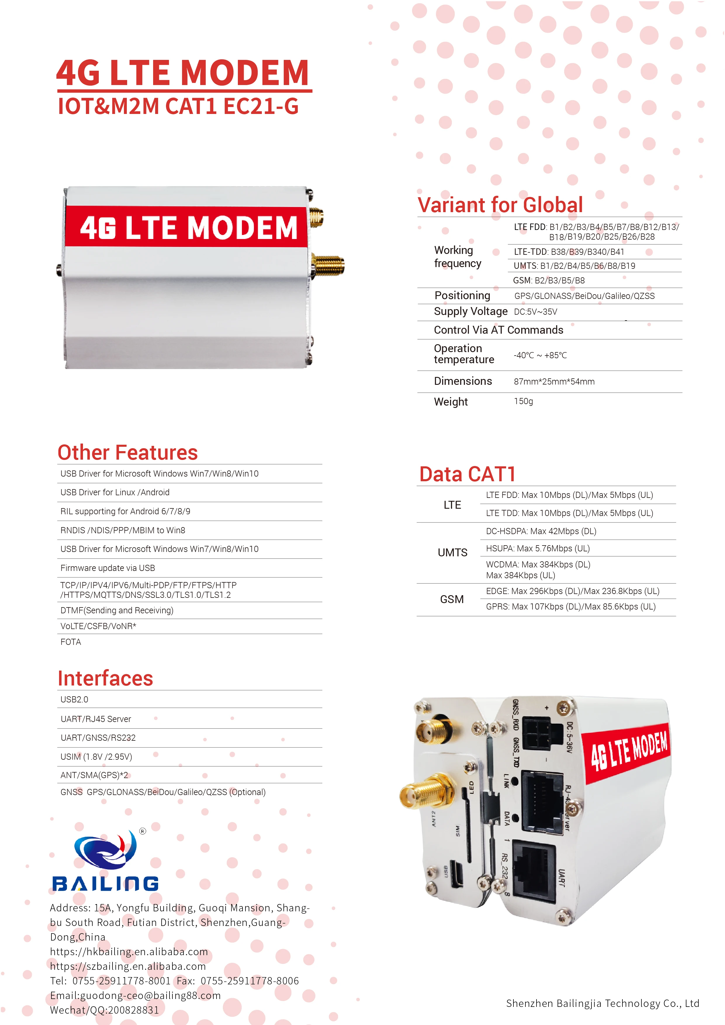 4g Lte Global 4g Modem Rs232 Uart Rj45 Remote Tcp/ip To Serial Port ...