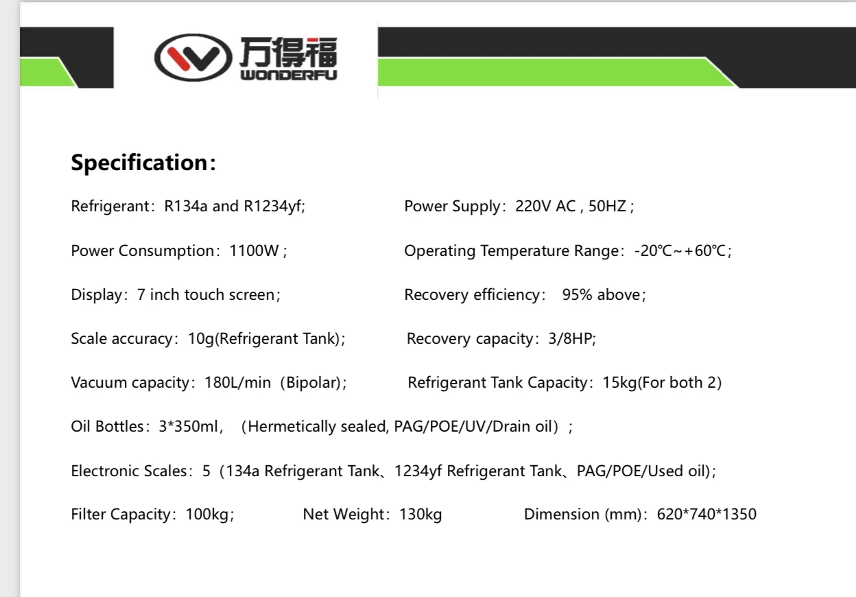 AC Refrigerant Recovery and Filling Machine - Wonderful X548