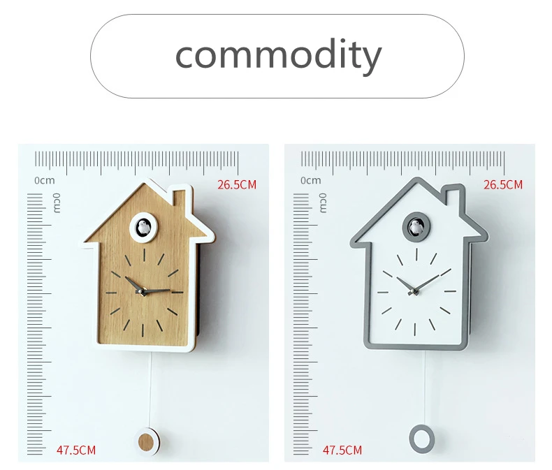 New Designed Birdhouse Shaped Pendulum Wall Clock Simple Wood Quartz ...