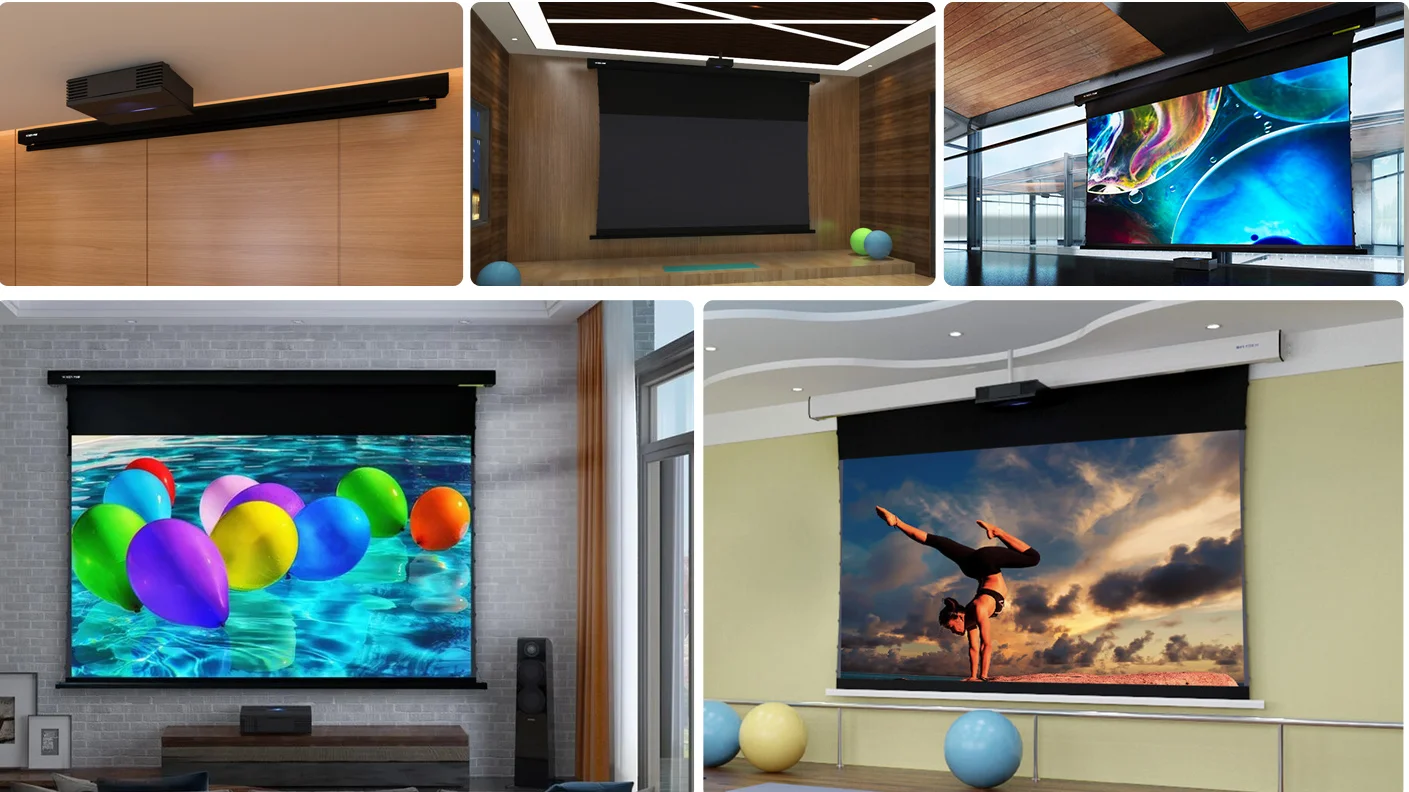 Screenpro 130 Inch Electric Wall/ceiling Tab-tension Screens Alr Ust ...