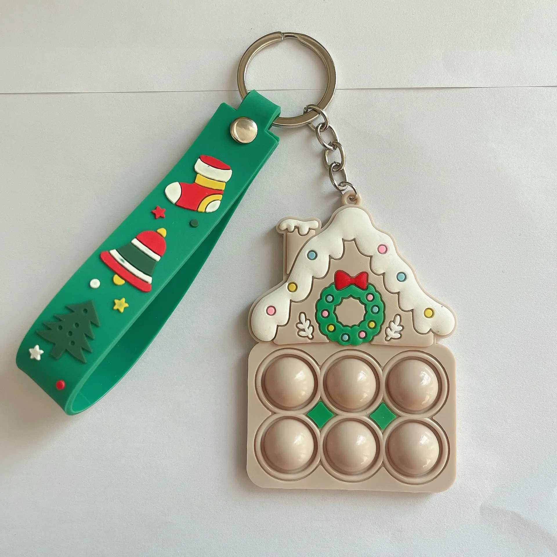 Simple Fidget Buttons Keychain Toy Popping Keyring Bubble Push It Key ...