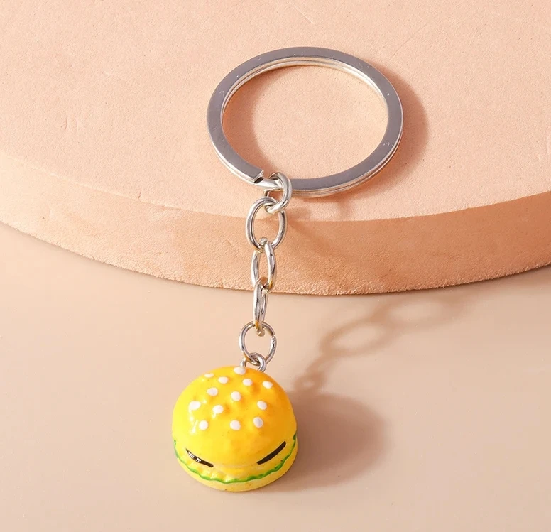 Cute Cartoon 3D Food Keychain Hamburg Cookies Chocolate Donut Key Ring ...