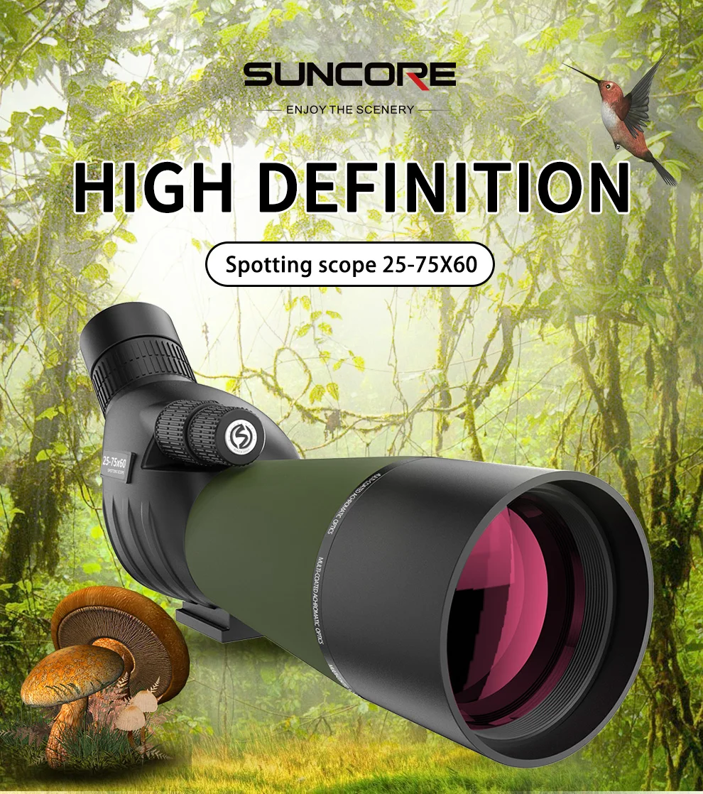 Suncore 25-75x60 Spotting Scopes - High Definition for Bird Watching