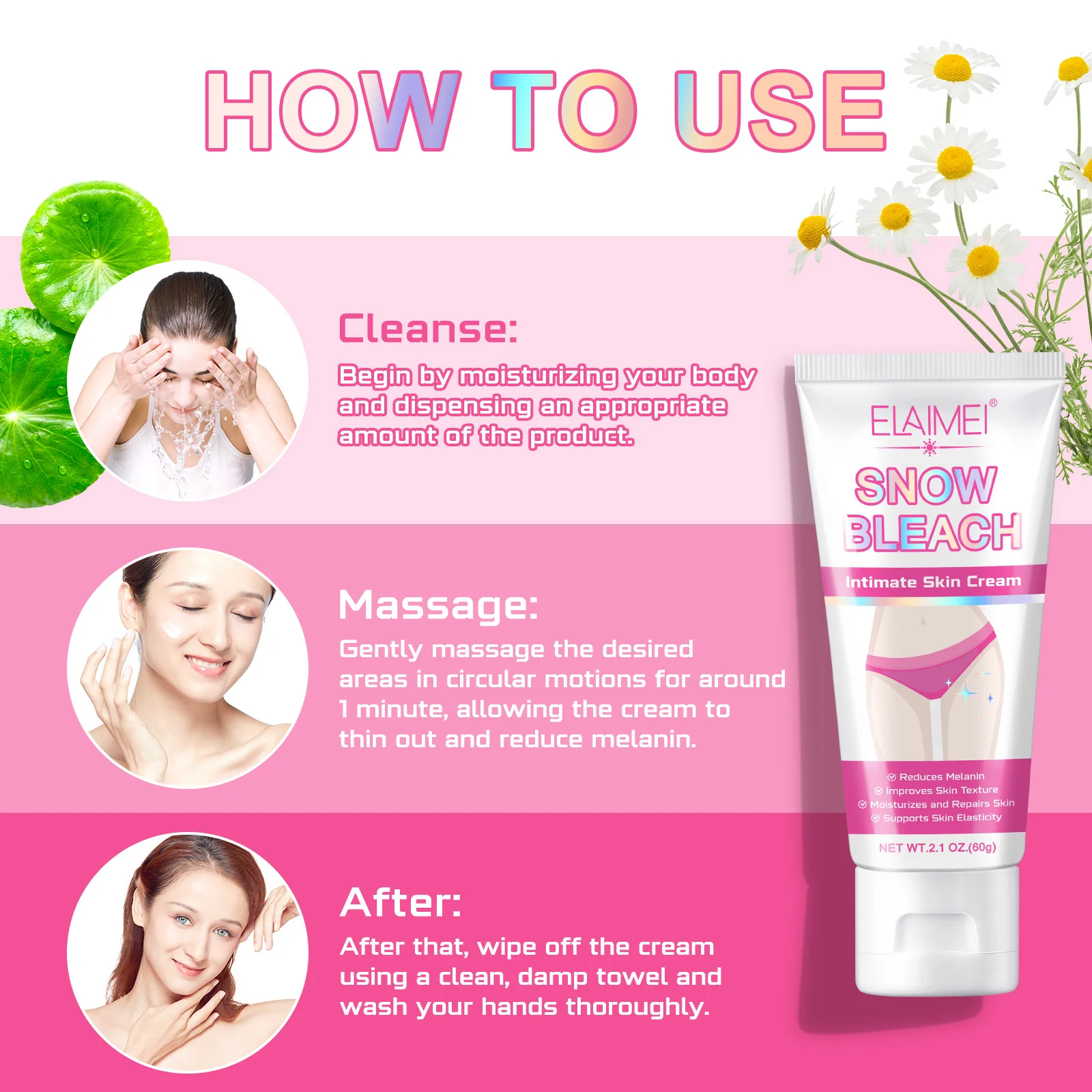 ELAIMEI Snow Bleach Intimate Skin Cream - Whitening & Nourishing