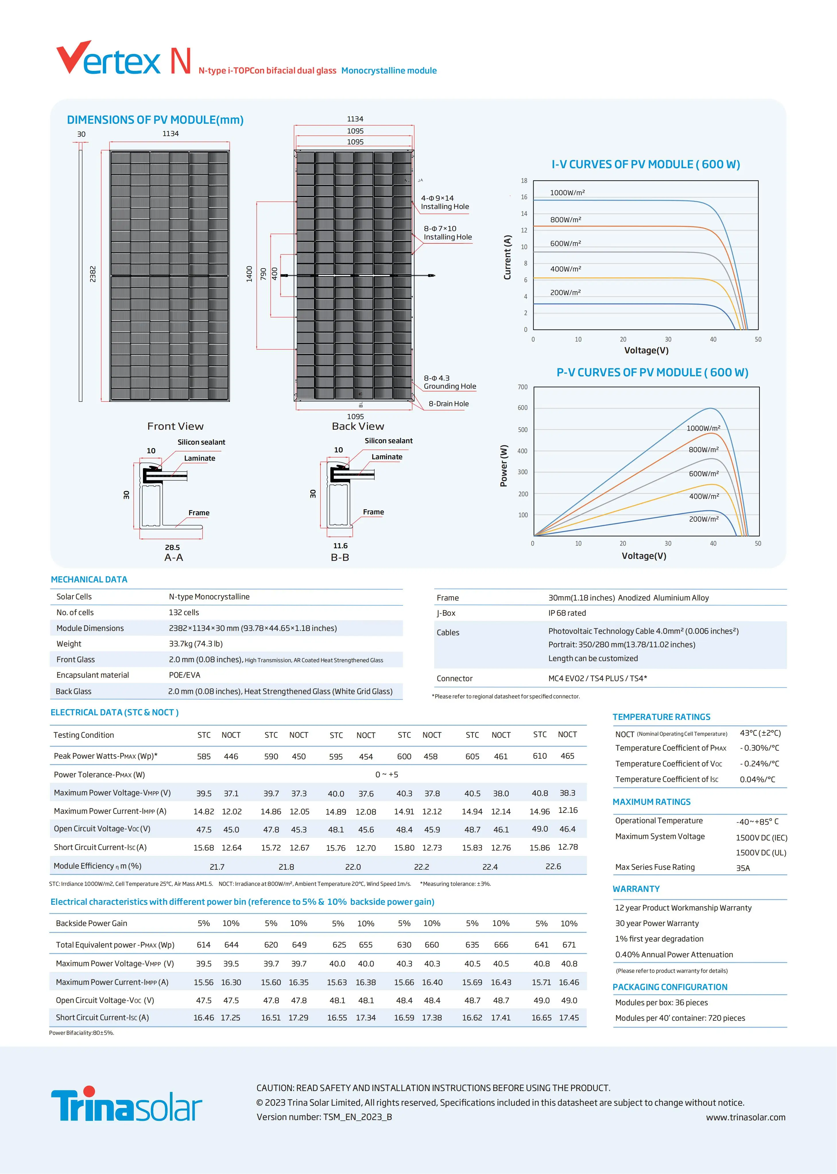 Trina Solar Panels - High Efficiency Vertex N Bifacial
