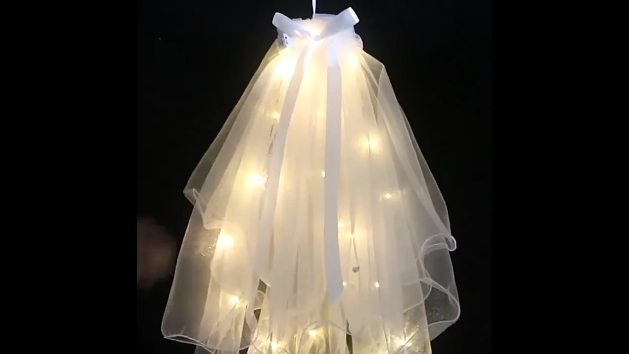 Romantic Led Wedding Veil For Bride Glowing White Light Up Bridal Veils ...