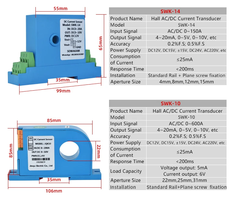 3 Phase Current Sensor Current Transducer Hall Effect Current ...