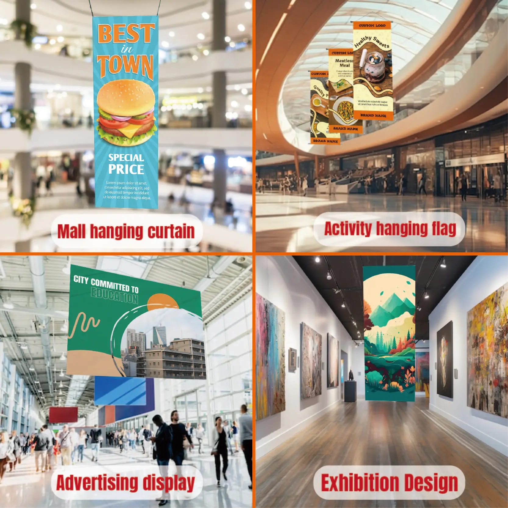 Custom Logo Mall Cinema Vinyl Advertising Hanging Banners