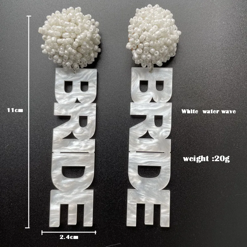 Handmade Beaded Acrylic Bride Letter Dangle Earring Custom Letter Game ...