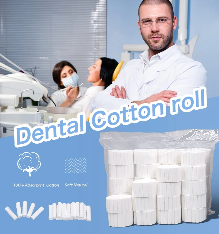 50-pack Dental Cotton Rolls - 100% High Absorbent Rolled Cotton For ...