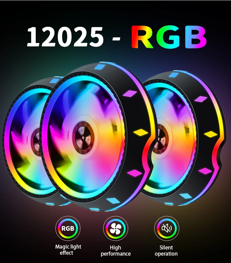 12V DC 3PIN UFO Shaped Radiator CPU Cooler Fan Gaming RGB LED