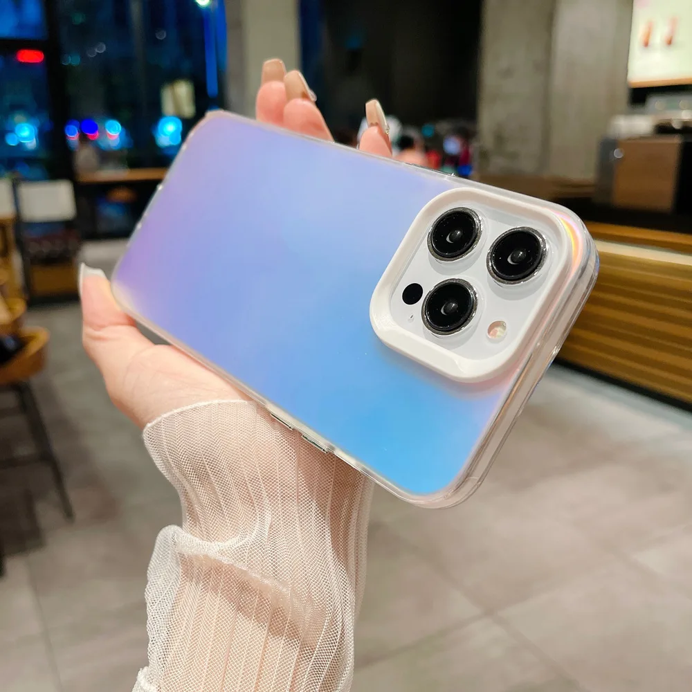 New Style Colorful Gradient Color Phone Shell With Electroplated ...