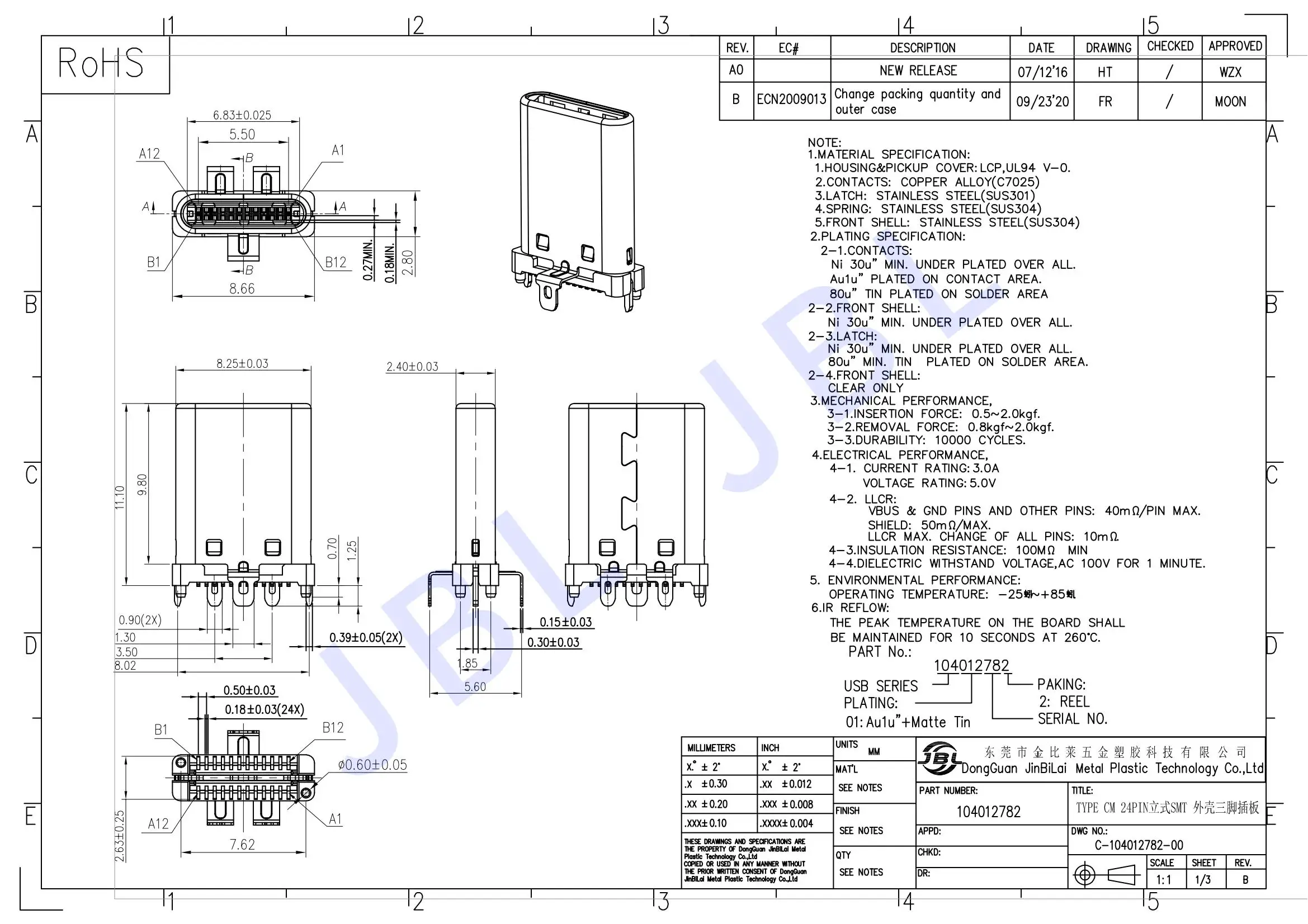 Type C Plug Socket 24pin Usb 31 Connector With Pc Board Type C Female 24p Pcb Smt Pn104012782