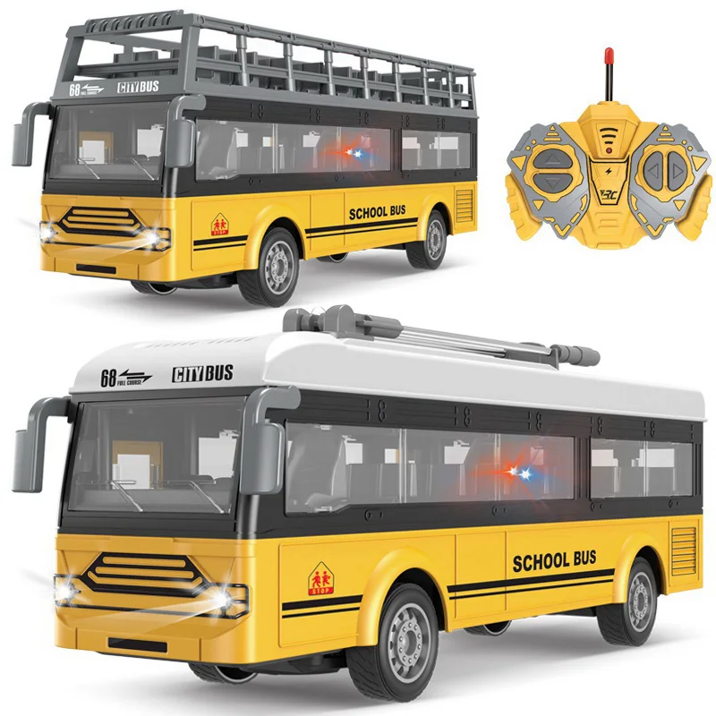 Remote Control Bus Rc Buses Cars Toys Plastic Toy Battery Open Doors ...