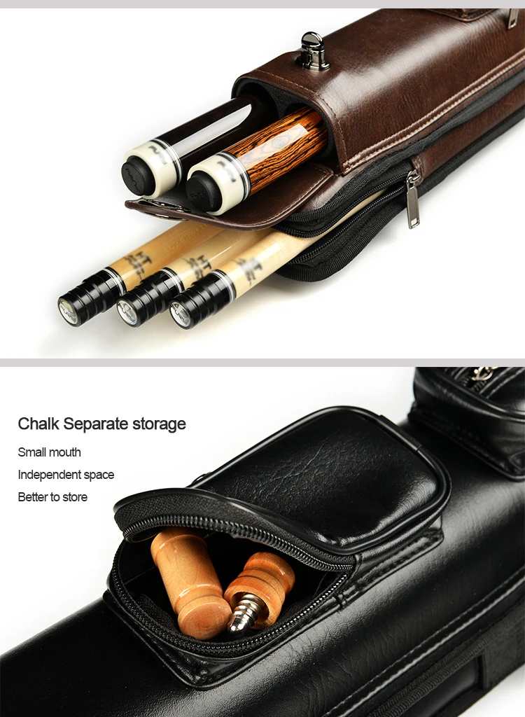 6/8 Holes Pool Cue Case - Luxury PU Leather Carrying Case