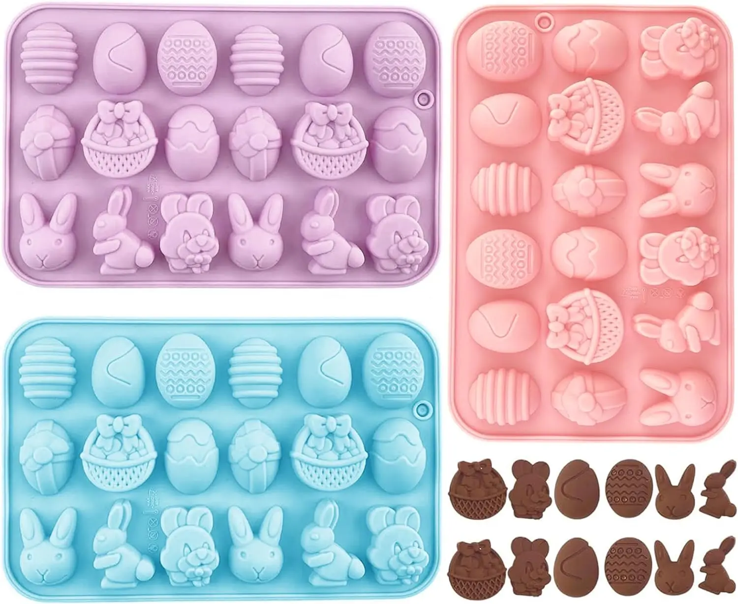18-cavity Bunny Rabbit Head,Basket Shapes Mold For Diy Chocolate,Candy ...