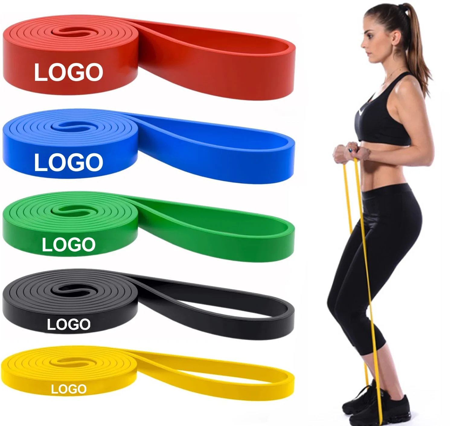 High Quality Custom Logo Fitness Latex Loop Pull-up Resistance Band Set ...