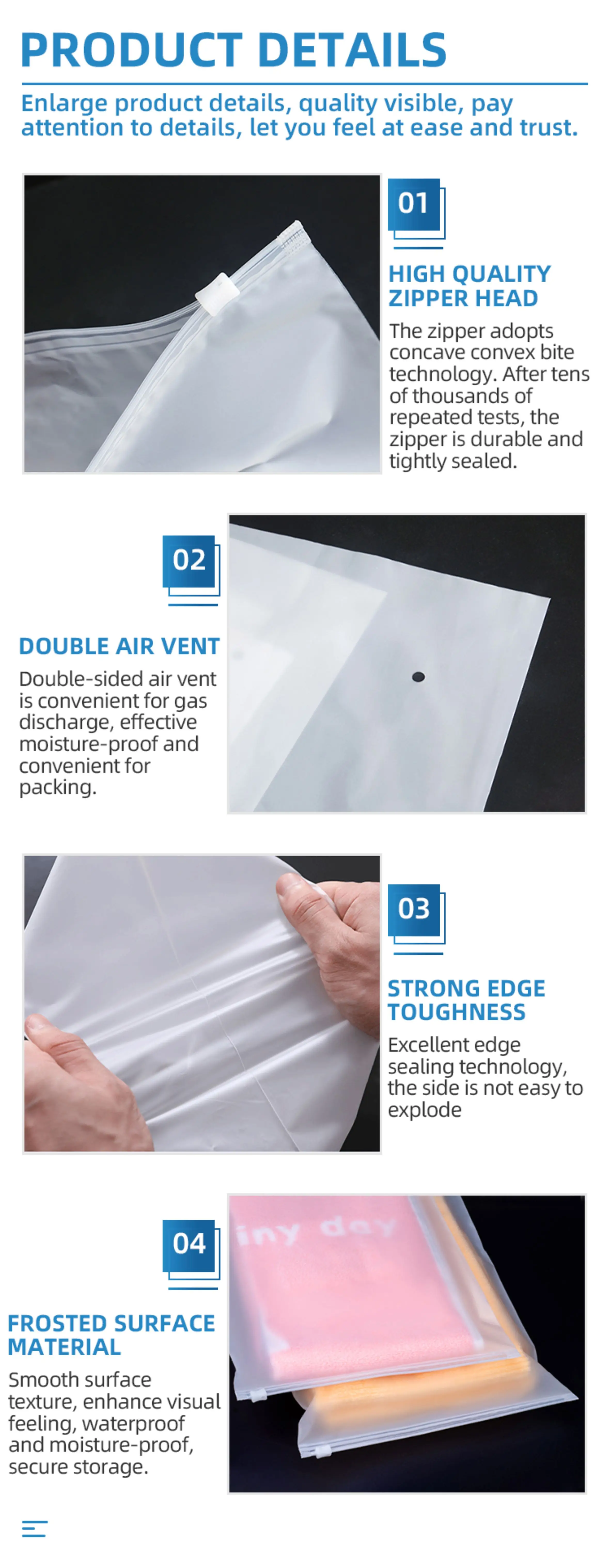 Custom Logo Translucent Clothes Zip Bag - CPE Semitransparent