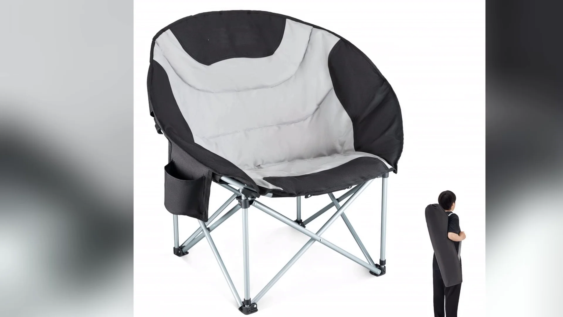 Oversize Folding Moon Chair Padded Soft Cozy Camping Chair With Carry ...