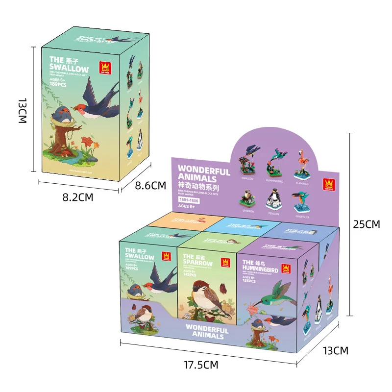 New Item Wange Animal Birds 6 Kinds Mixed Assorted Building Block Set 6 ...