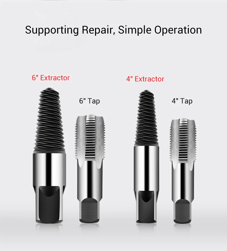 Ruoktool 4" 6" 2pcs Steel Water Pipe Removal Stripped Thread Tap Speed ...