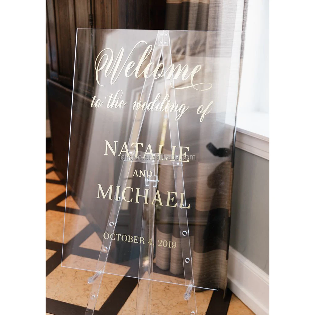 Clear Acrylic Welcome Sign Stand Large Front Door Rectangle Wedding ...