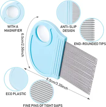 6 Pieces Head Lice Remover Nit Removal Lice Comb With Magnifier Fine ...