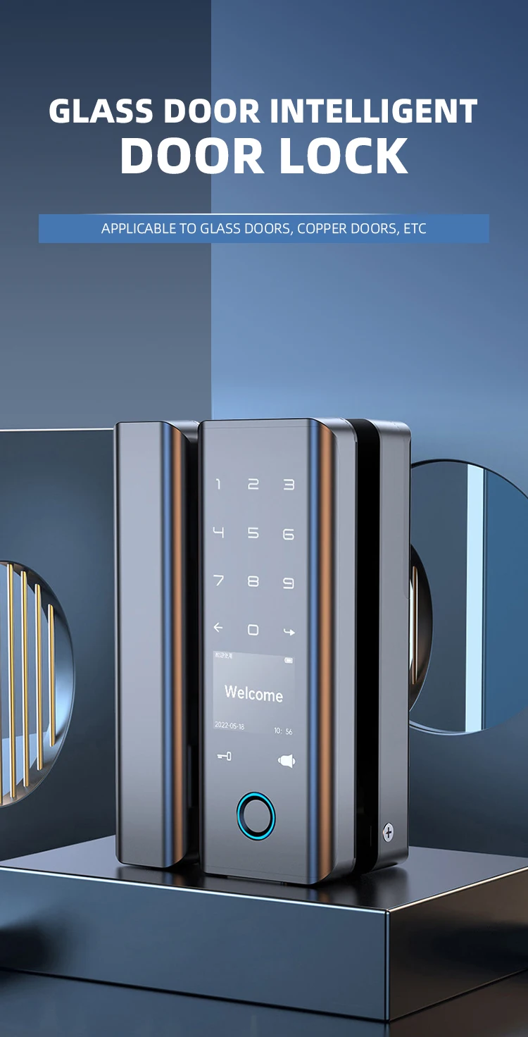 Manufacture Smart Glass Door Lock With Fingerprint,Password,App,Card ...