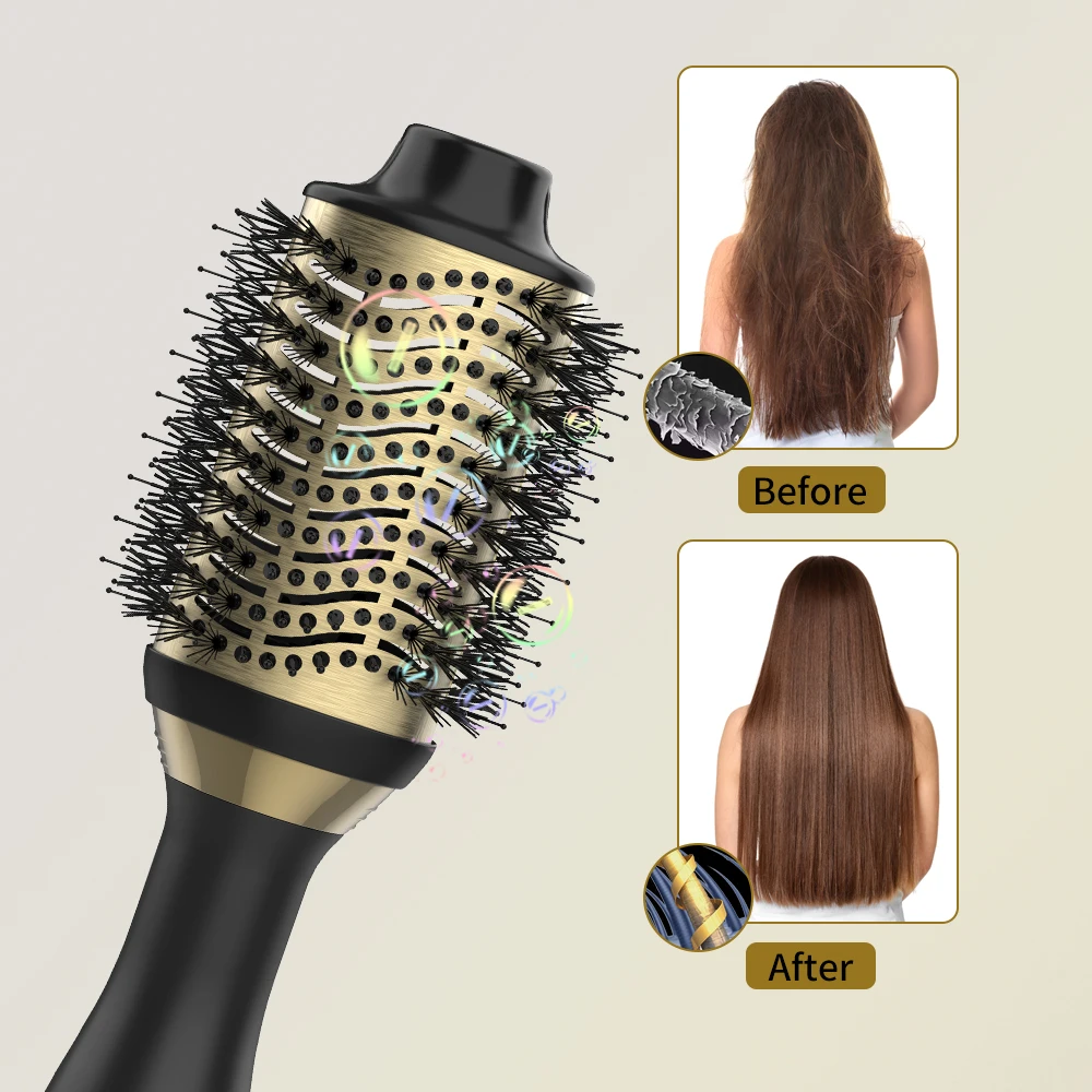 One Step Volumizer Electric Rotary Blow Dryer Ionic Hot Air Brush Hair ...