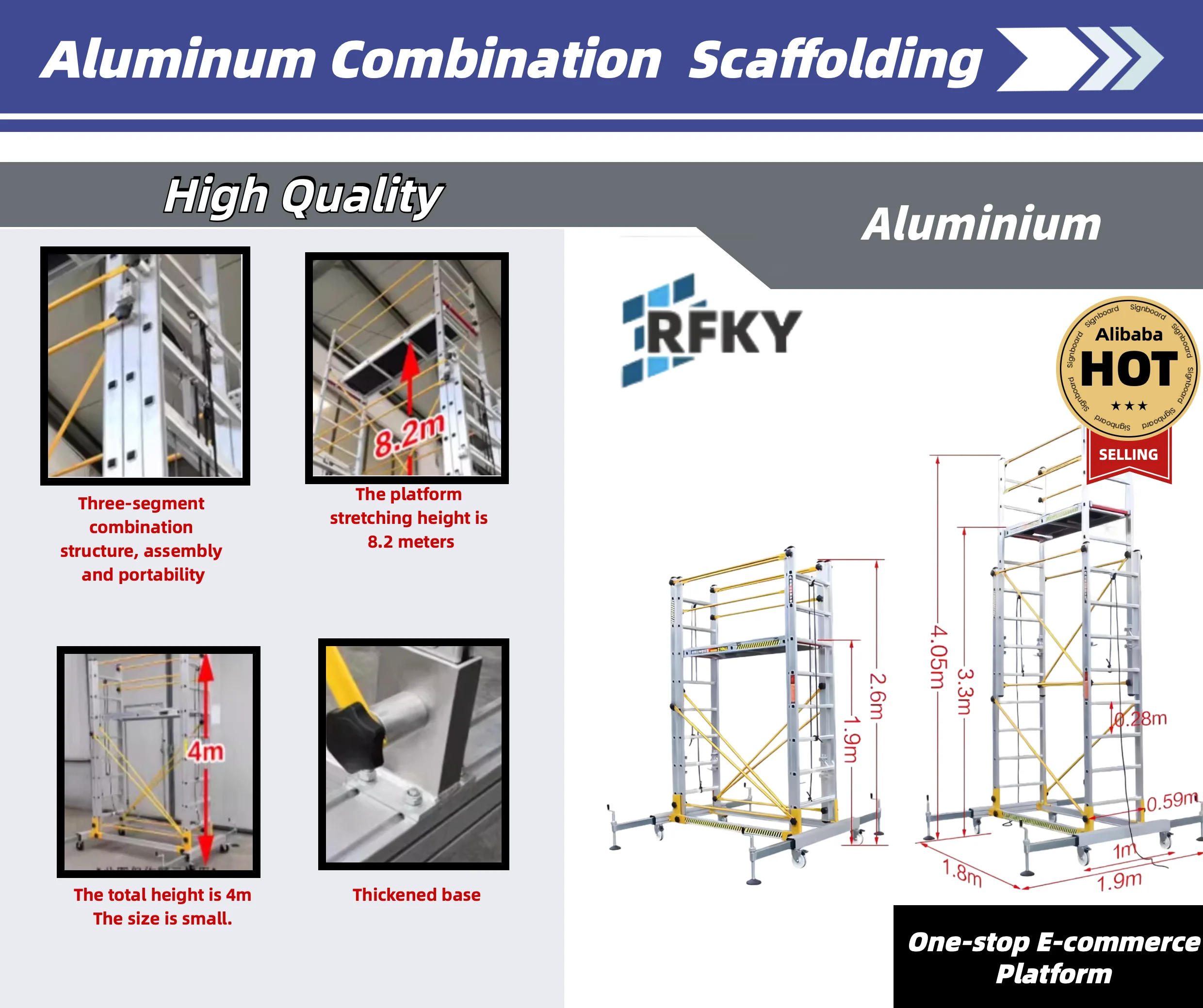 Aluminum Mobile Combination Ladder Scaffolding Multifunctional ...