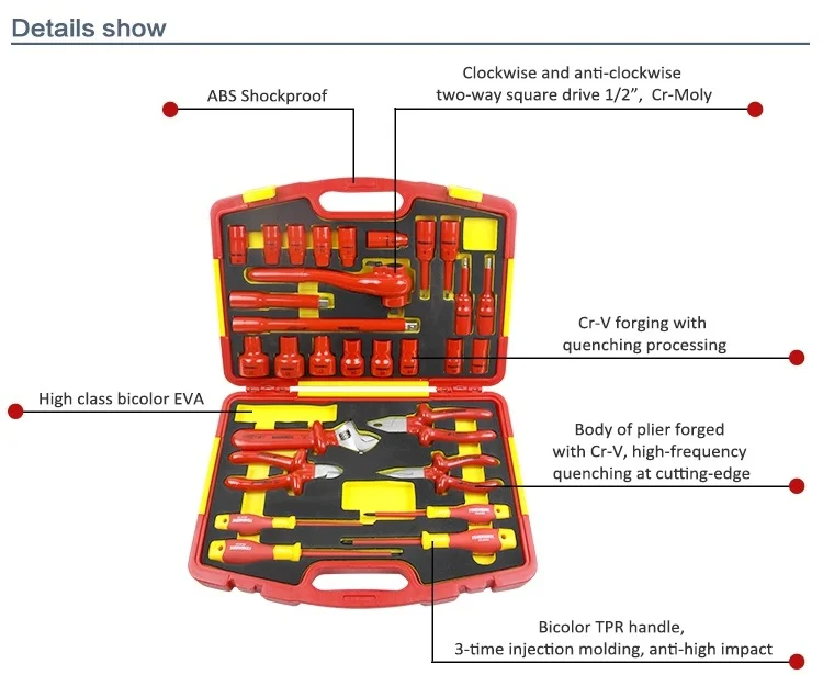 99LB006 32PCS Vde Insulated Ratchet Wrench Set - Finework