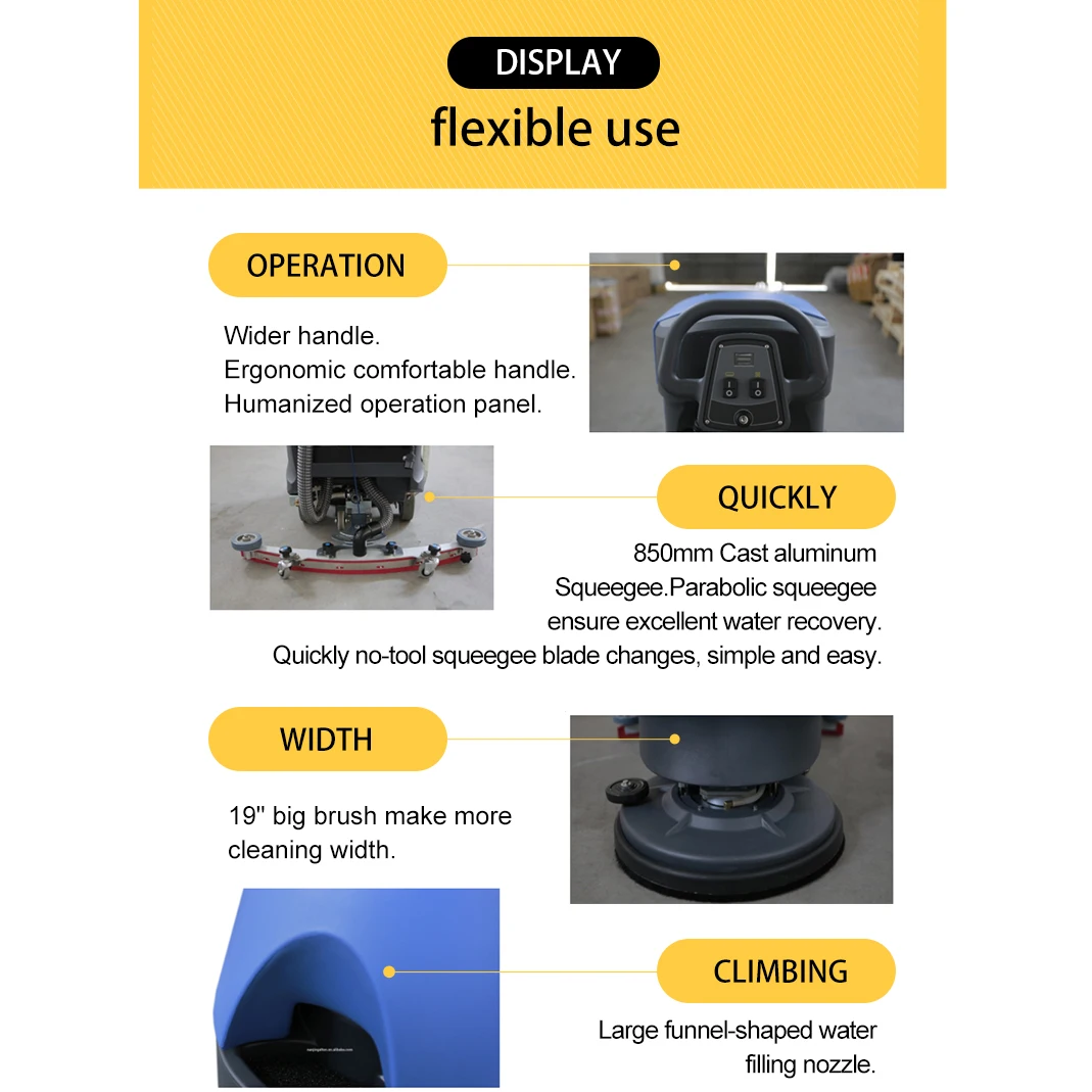 Industrial Walk Behind Floor Scrubber Airport Hotel Lobby Floor Deep ...