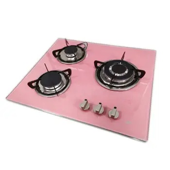 Wholesale Newest Gas Cooker Pink Color Tempered Glass Built In 3 Burner ...