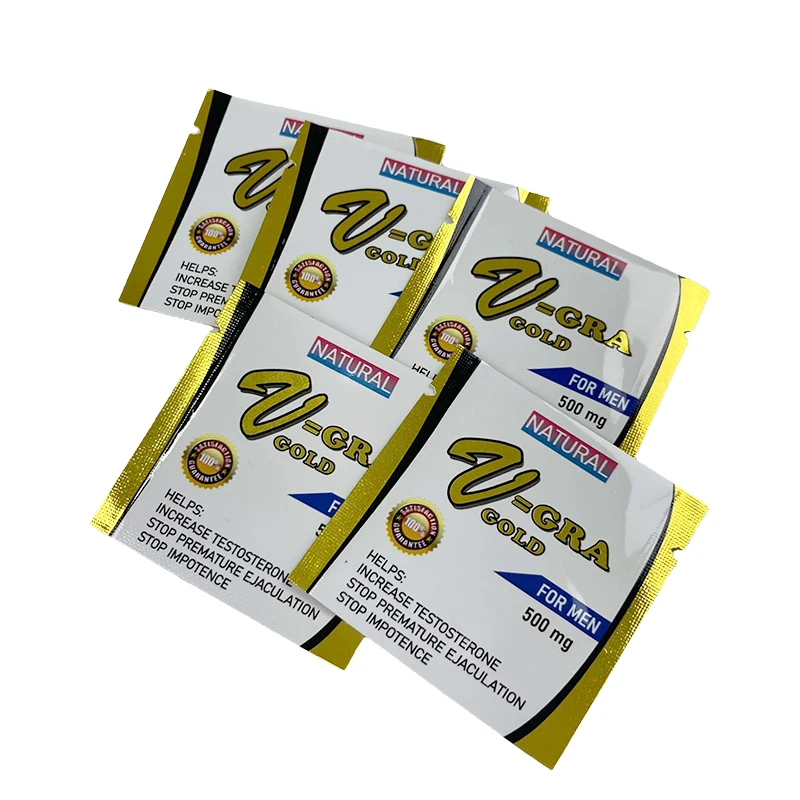 Custom Printed Gold Sachets for Male Enhancement Pills - Biodegradable ...