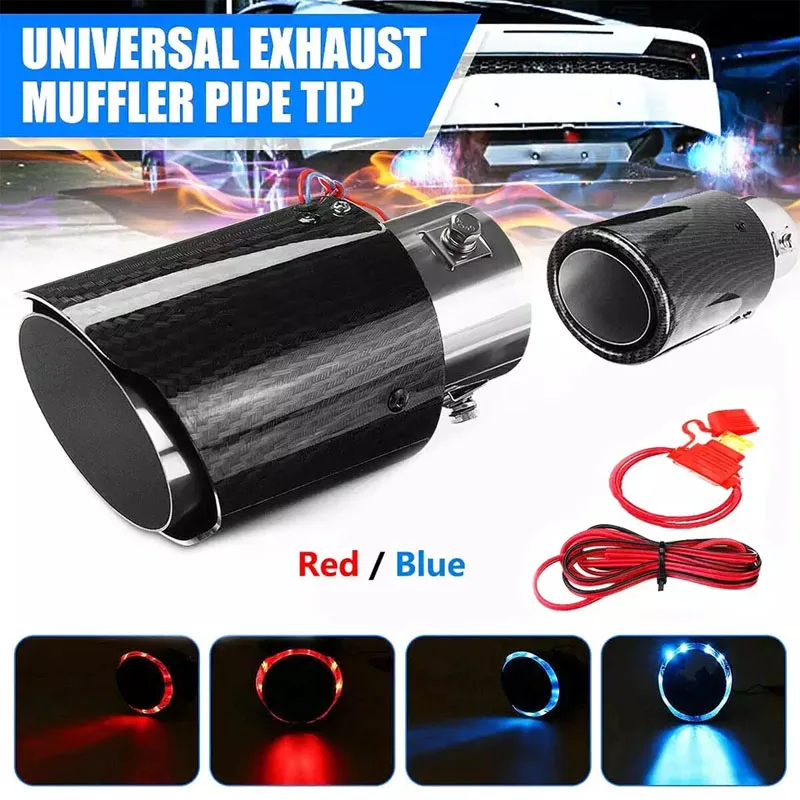 Universal Carbon Fiber Refit Outlet Straight Throat Flames Silencer Red ...
