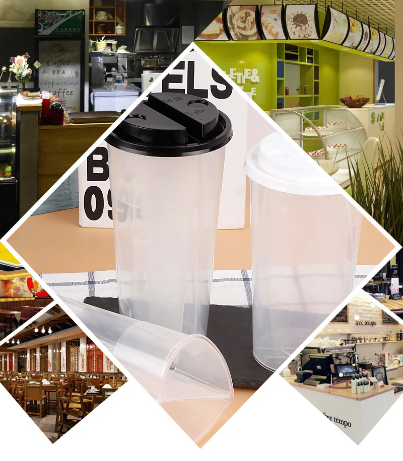 Eco-friendly Juice Bubble Tea Boba Plastic Cups with Lids