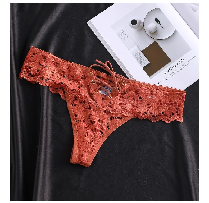 Tanga Low Waist G String Panties Lingerie Sexy Cross Bandage Womens Panties Hollow Lace See