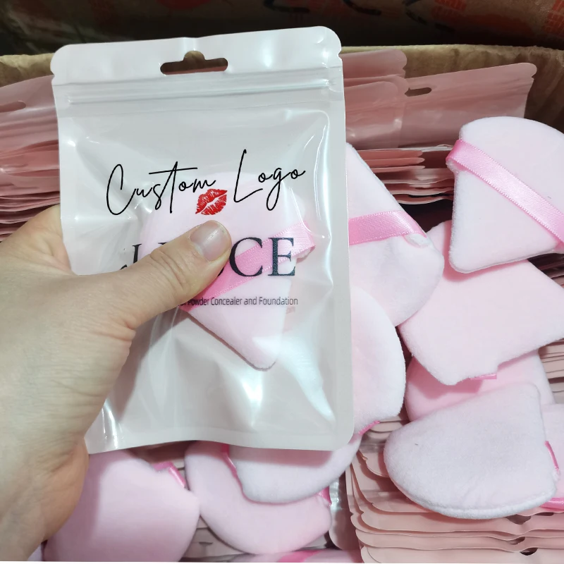 Wholesale Make Your Logo Fluffy Make up Puffs Crystal Velvet Heart ...