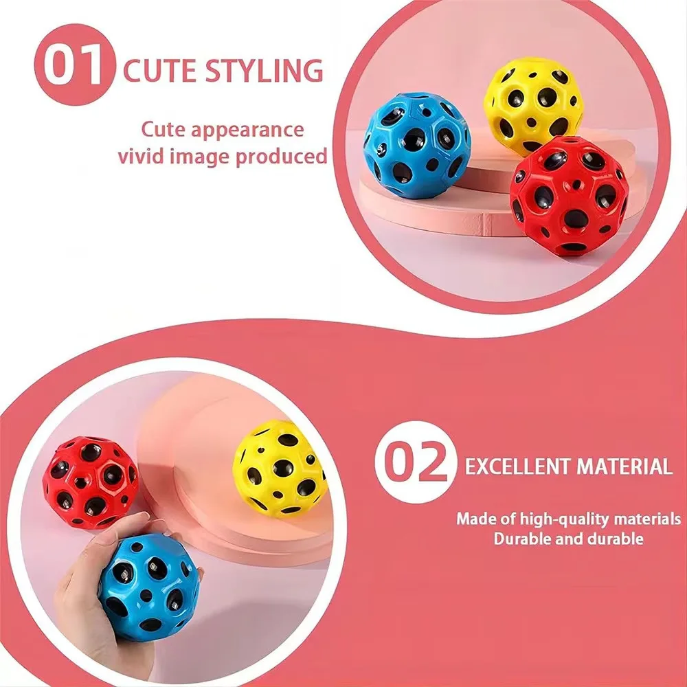 Kids Adults Toys Jump Ball Soft Pu Foam Anti-stress Moon Shape Porous ...