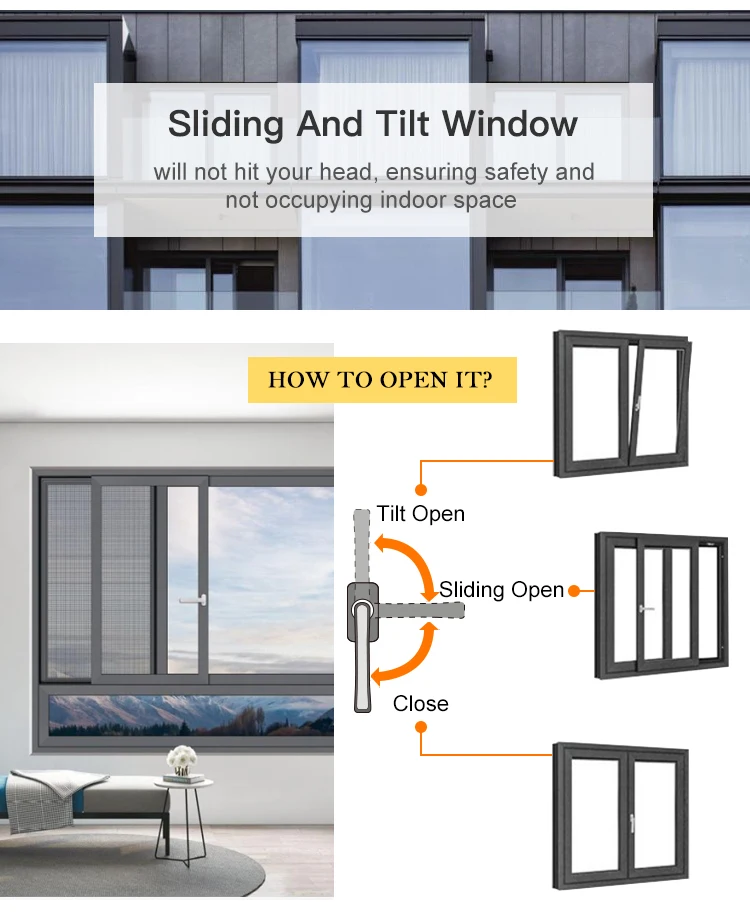 Thermal Break Aluminum Drifting Windows Double Glazing French Window ...