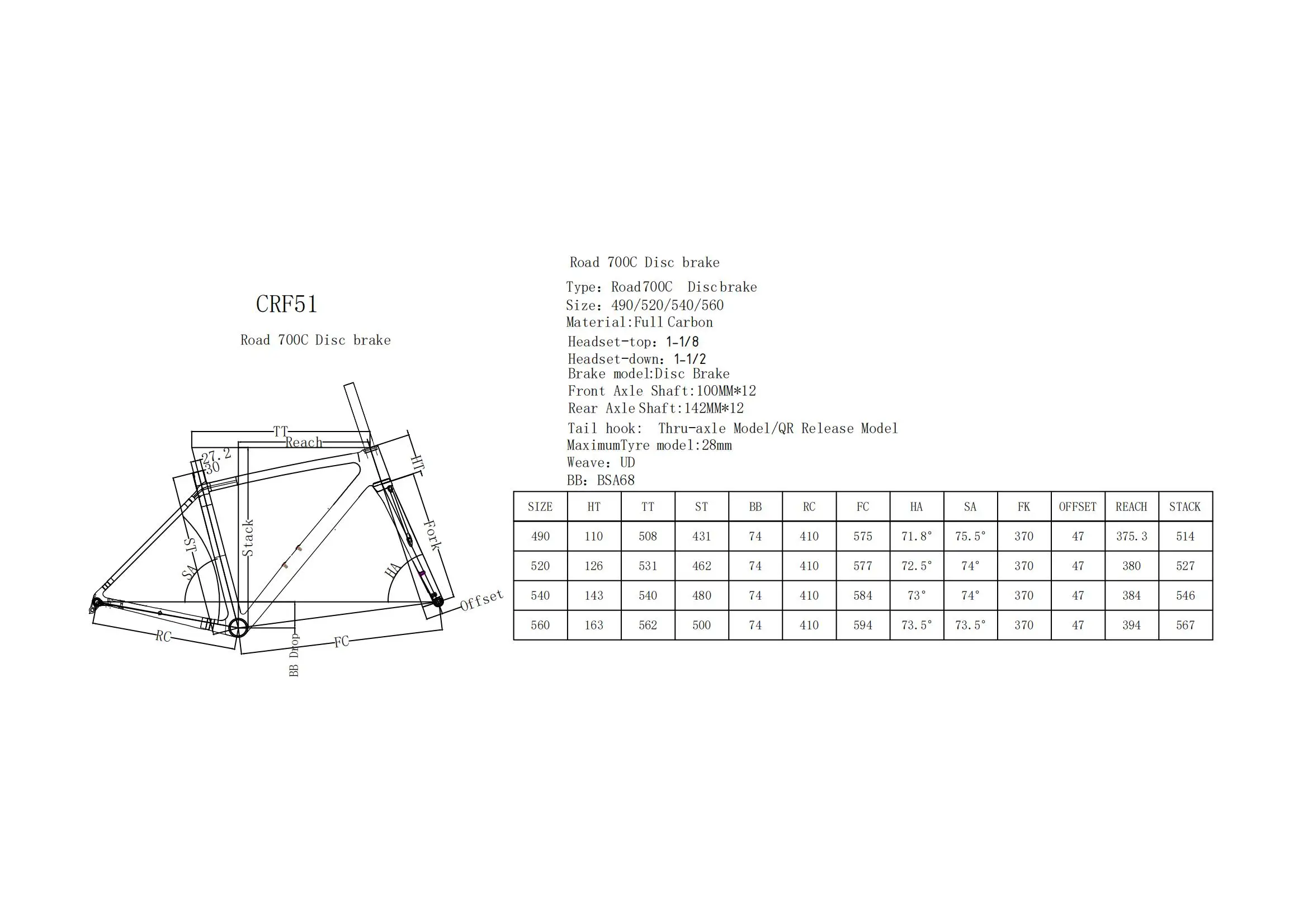 Carbon Fiber Road Bike Frame 700C Black UD Bicycle Carbon Frame Ultra ...