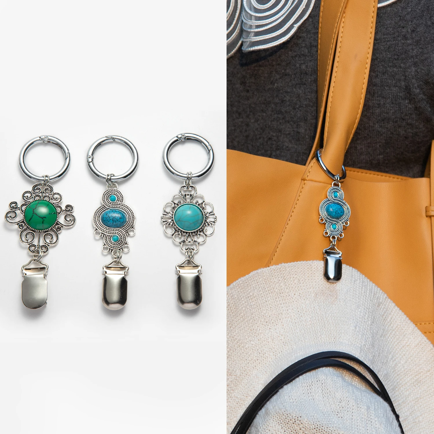 Travel Hat Clip Vintage Flower Metal Hat Clip For Bag,Luggage,Package ...