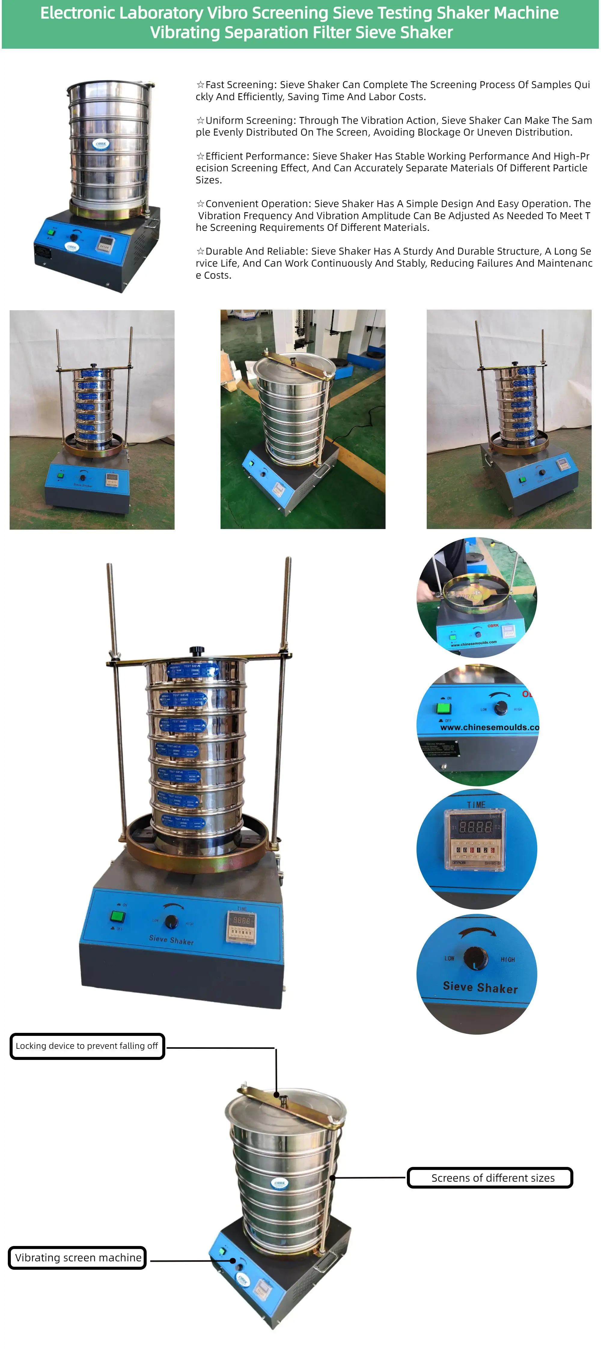 200mm Diameter Laboratory Soil Test Vibrating Sieve Shaker Lab Used ...