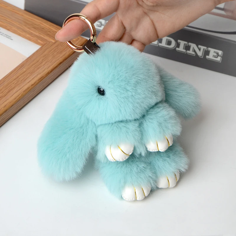 18cm Bunny Doll Cute Rabbit Keychain Soft Cute Faux Fur Pom Pom Fluffy ...