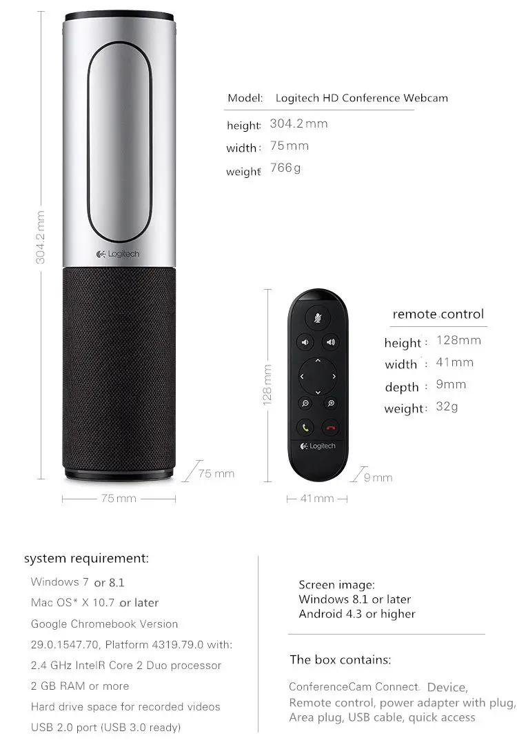 Logitech Cc2000e Video Conferencing Webcam For Small Groups,1080p Hd ...