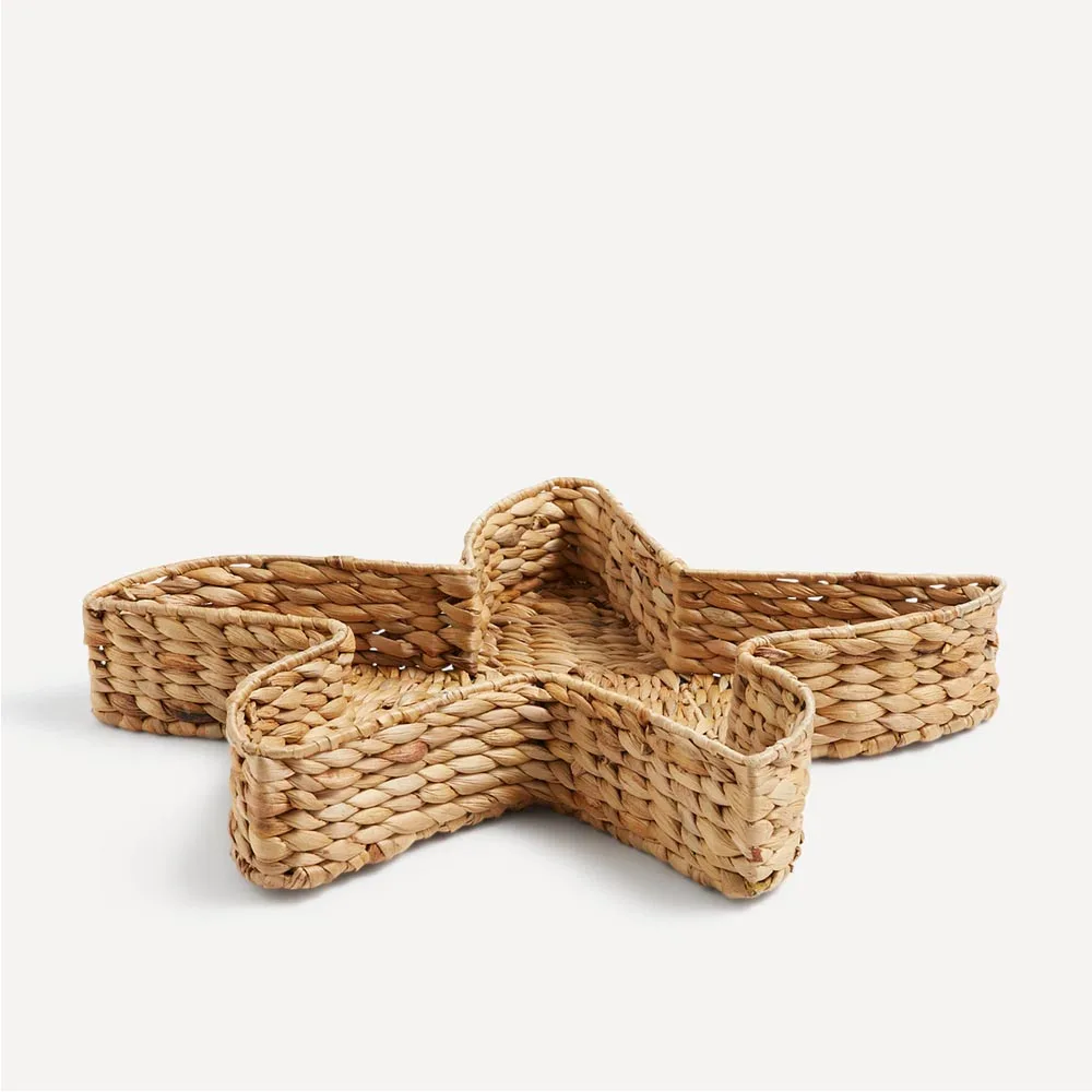 Unique Star Shaped Water Hyacinth Tray Basket Boho Woven Serving Tray ...