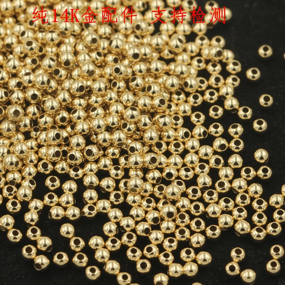 14K Gold Filled Fashion Round GF Shine Beads Making Handmade DIY Accessories Fancy Bead Jewelry ...