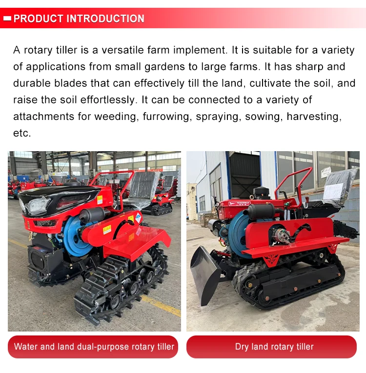 Small Crawler Tractor 25HP 35HP with Cultivator and Front Dozer Excavator Arm Rubber Tracks ...