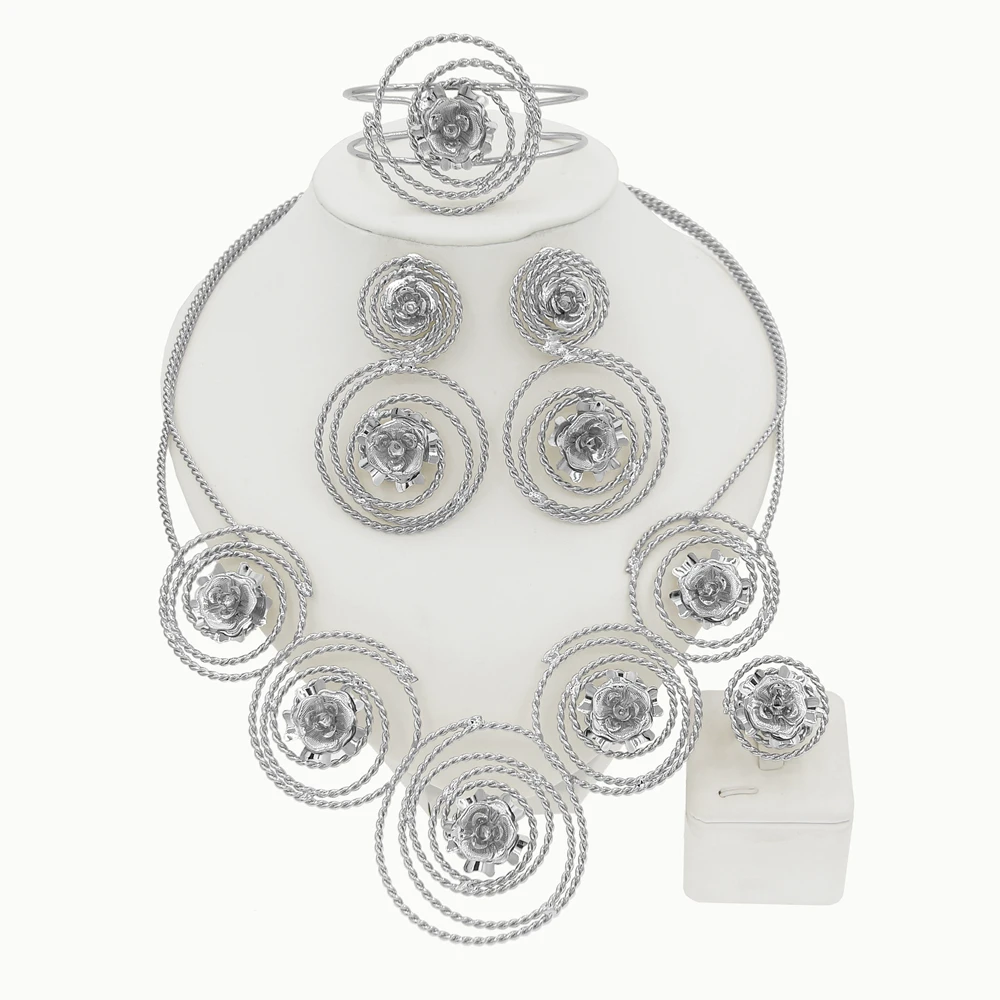 Zhuerrui Bridal 18k Gold Necklace Set Italian Lady Necklace Earing Sets ...