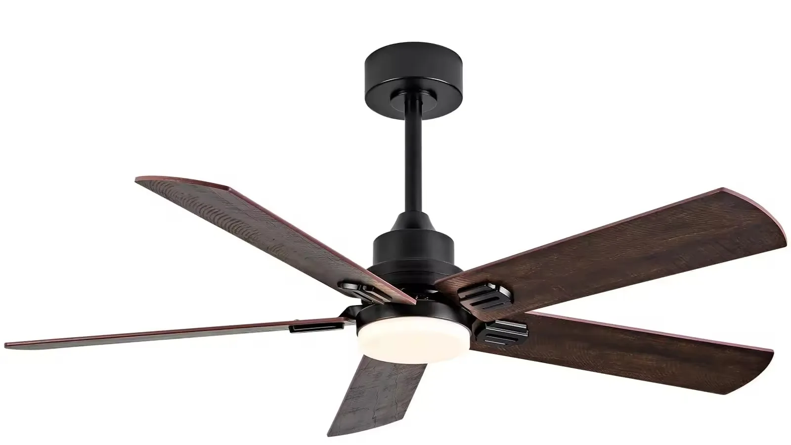 52 Inch Modern Black Ceiling Fan 5 Deep Walnut Blades Quiet Reversible ...